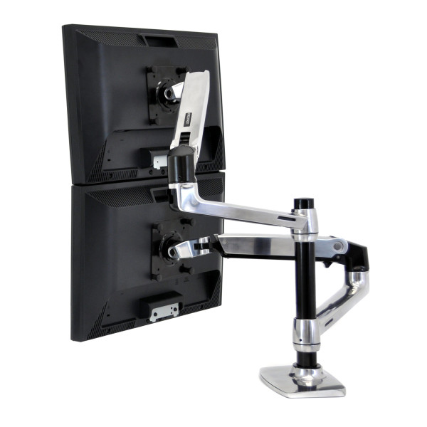 Ergotron LX Dual Monitor Arm, Stacking (polished aluminum) Two-Monitor
